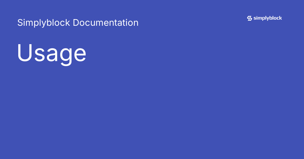 Usage - Simplyblock Documentation